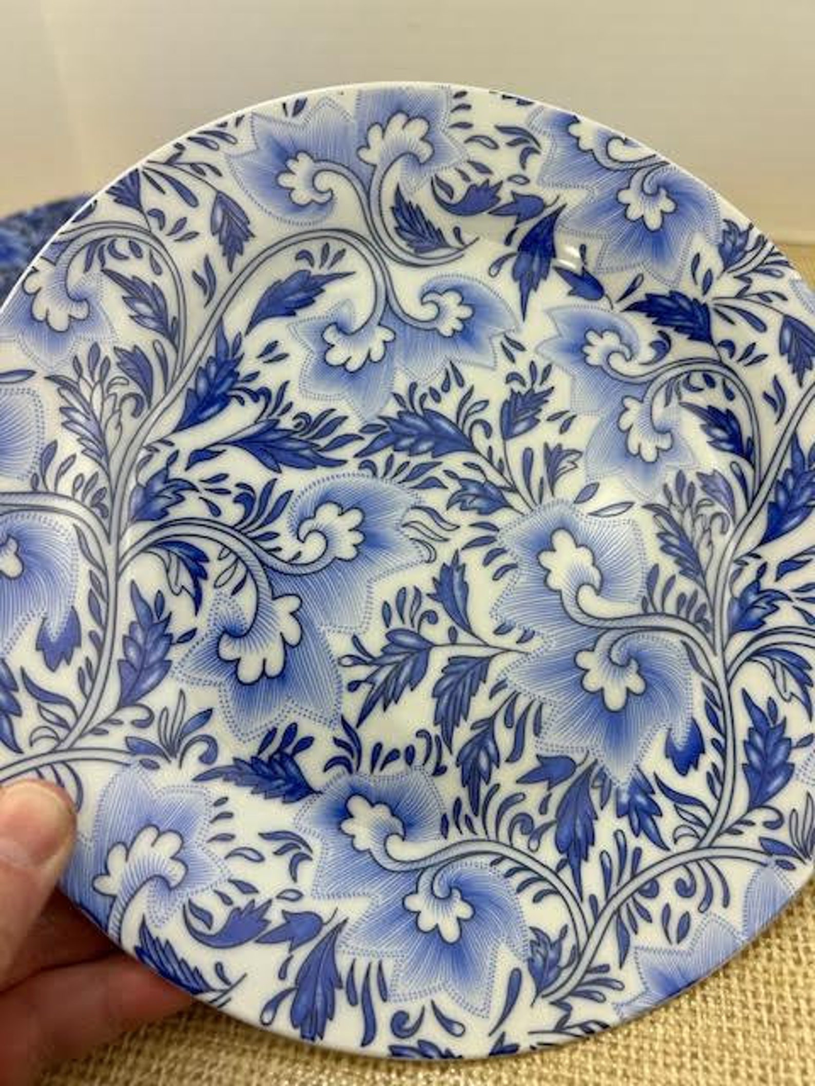 Set of 6 Aulica 8 Inch Plates in Blue and White, Blue and White Plates ...