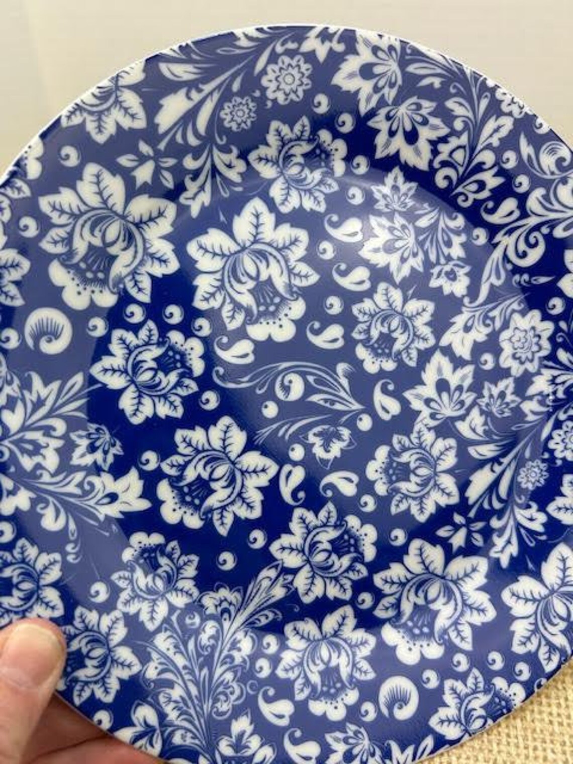 Set of 6 Aulica 8 Inch Plates in Blue and White, Blue and White Plates ...