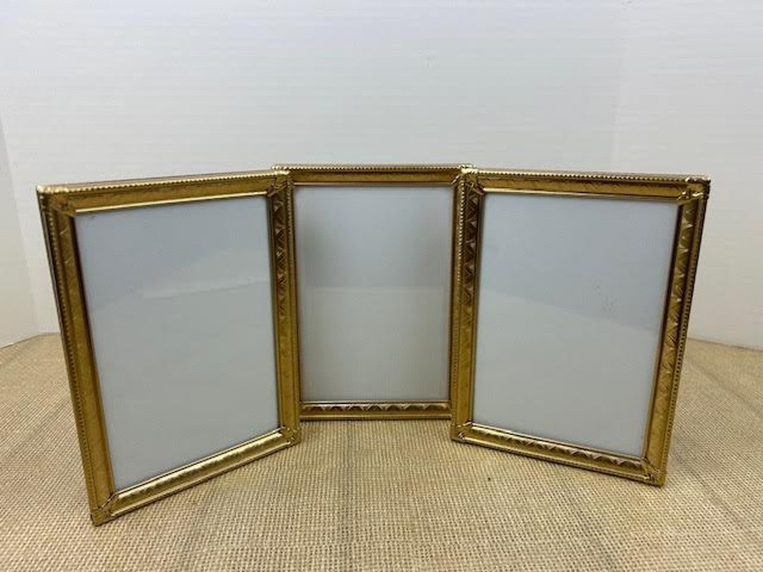 Vintage MCM Gold Trio Frame, Vintage Trio Hinged Frame in Gold, Vintage ...