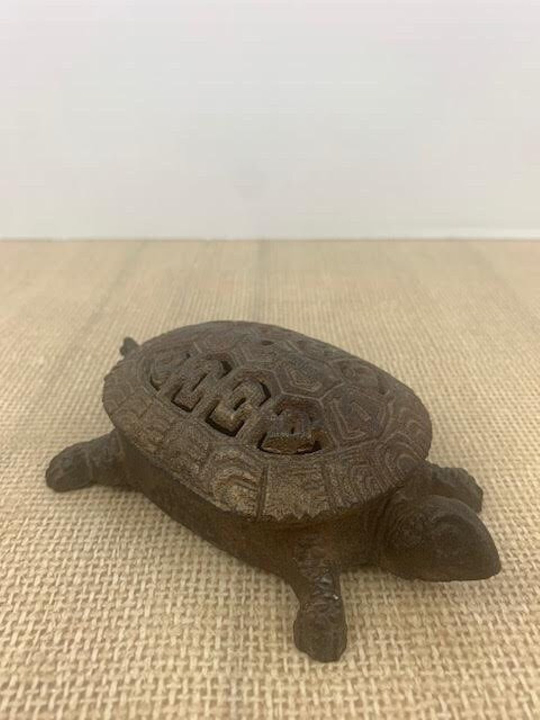 Vintage Metal Incense Lidded Turtle, Metal Lidded Turtle Shell, Metal ...