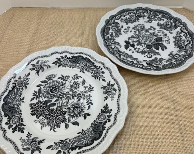 Spode Regency Series Plate 'british Flowers' in Black and White, the ...