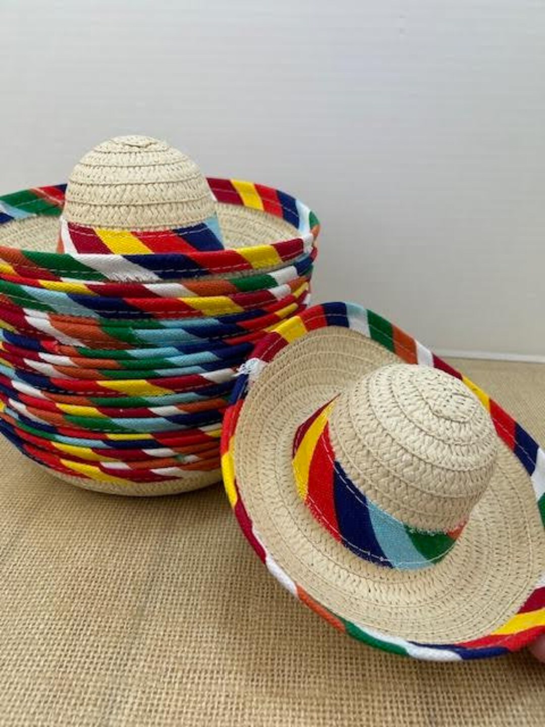 Set of 3 Mini Sombrero Hats for Decor, Sombrero Hat With Rainbow Serape ...