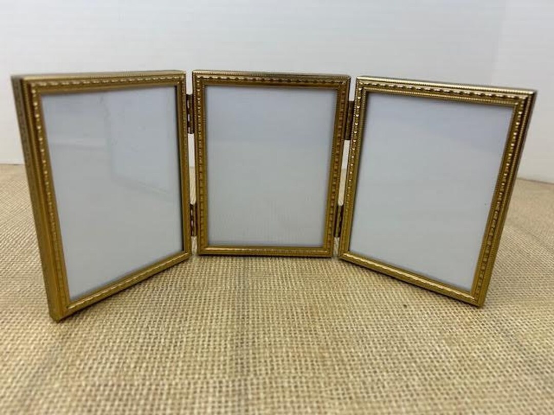 Vintage MCM Trio Hinged Frame, Gold Hinged Picture Frame, MCM Gold Trio ...