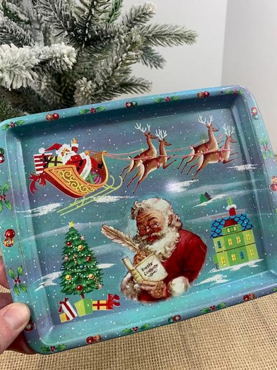 Vintage Santa Daher Tray, Santa Claus Daher Tray, Daher Collectible ...