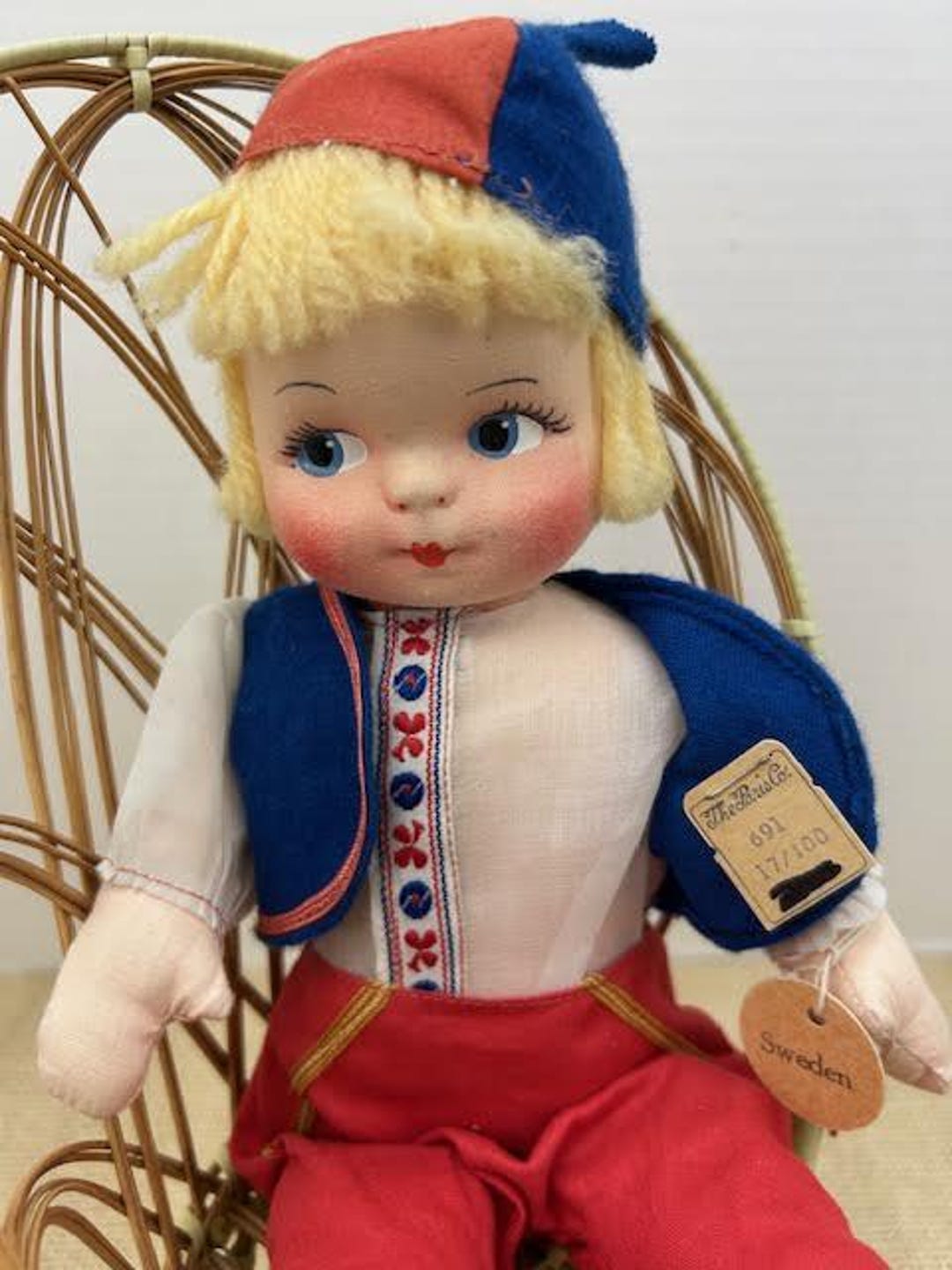 Vintage Georgene Novelty Cloth Doll, Swedish Boy With Tag, the Paris Co ...