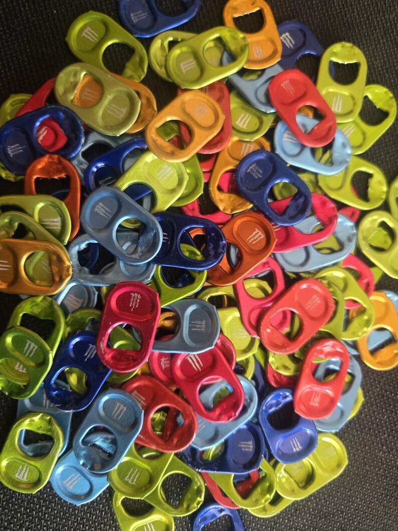 100 Aluminum Multi-colored Monster Logo Soda Pull Tabs / Pop Tops / Pop ...