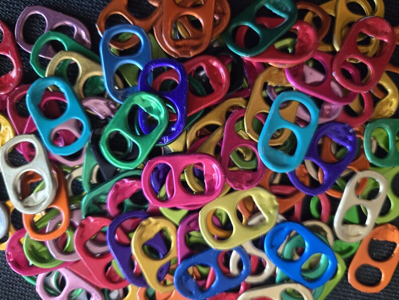 100 Aluminum Multi-colored Soda Beer Pull Tabs / Pop Tops / Pop Tabs ...
