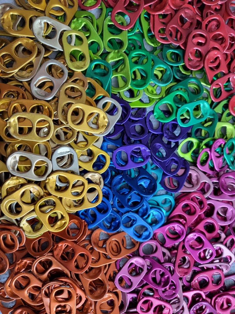 100 Aluminum Multi-colored Soda Beer Pull Tabs / Pop Tops / Pop Tabs ...