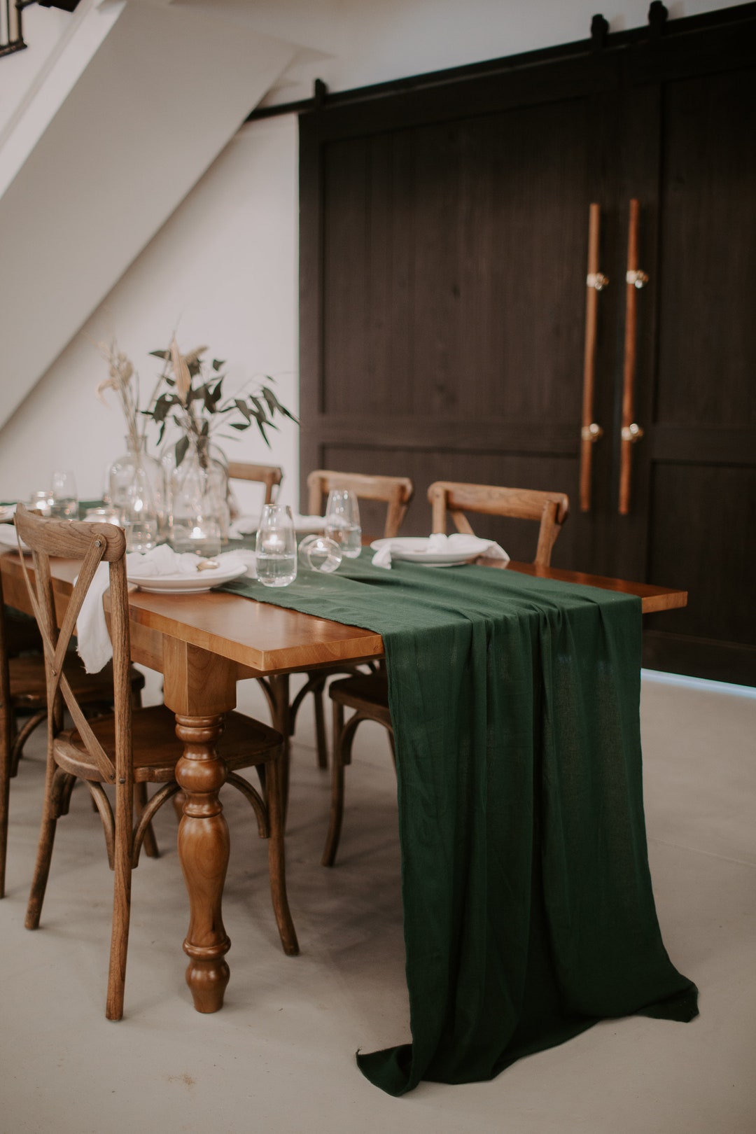 Emerald Green Table Runner, Dark Green Wedding, Garden Wedding, Moody ...