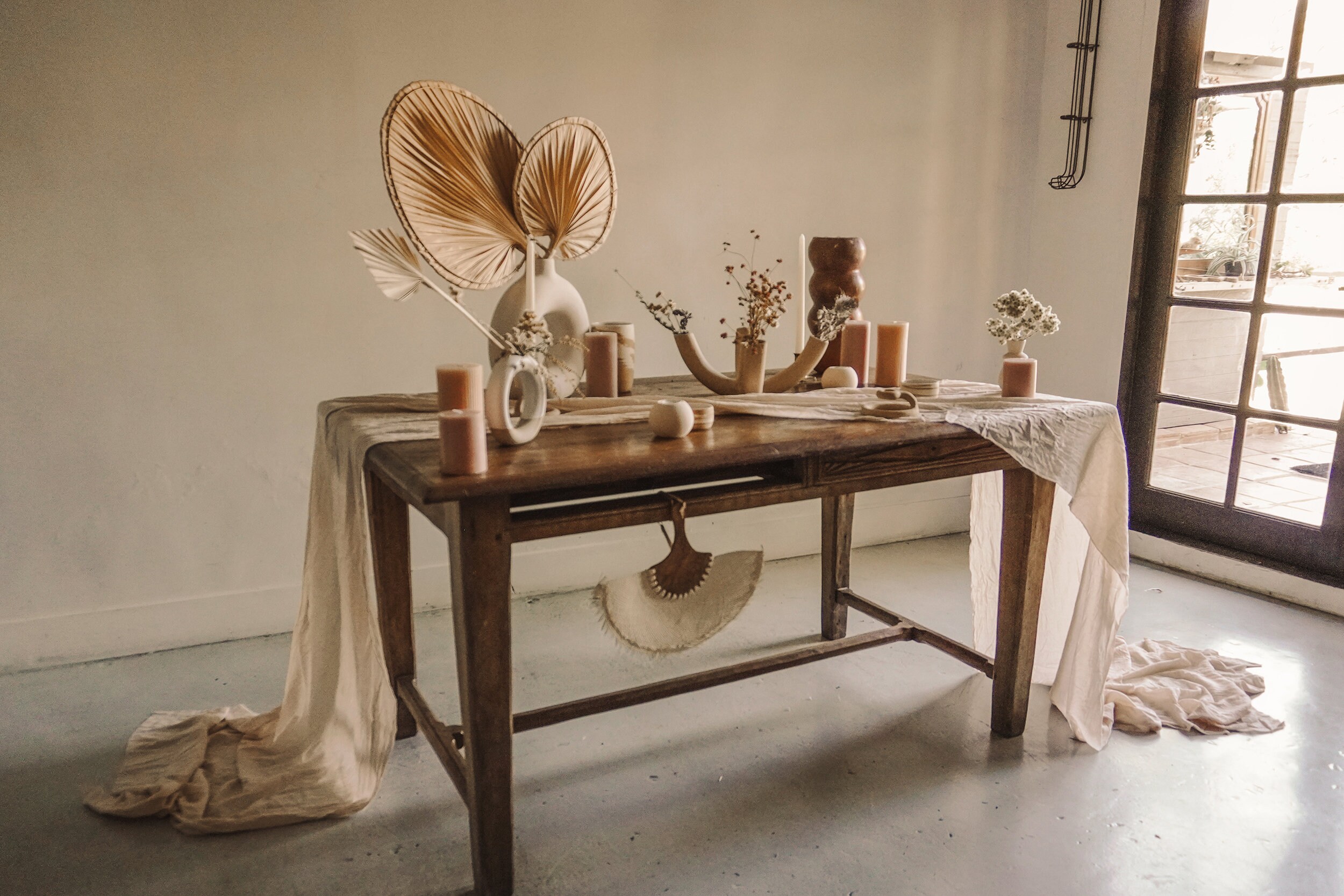 Ecru Table Runner Hand Dyed Monochrome Wedding Neutral - Etsy