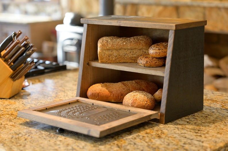 Amish Rustic Farmhouse Handcrafted Wood & Tin Bread Box Two - Etsy