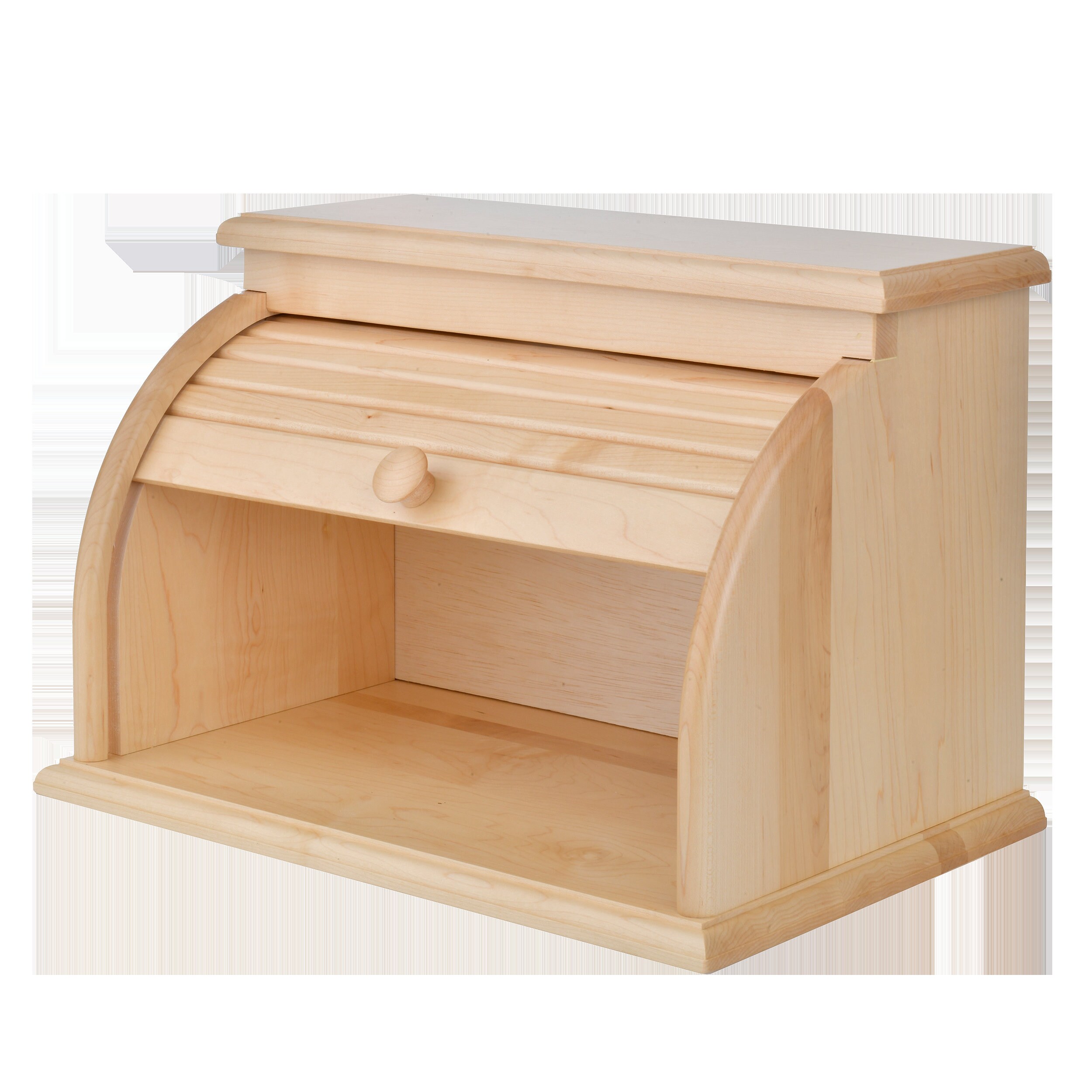 Bread Box Roll Top Amish Handcrafted Storage Solid Maple NATURAL Finish ...