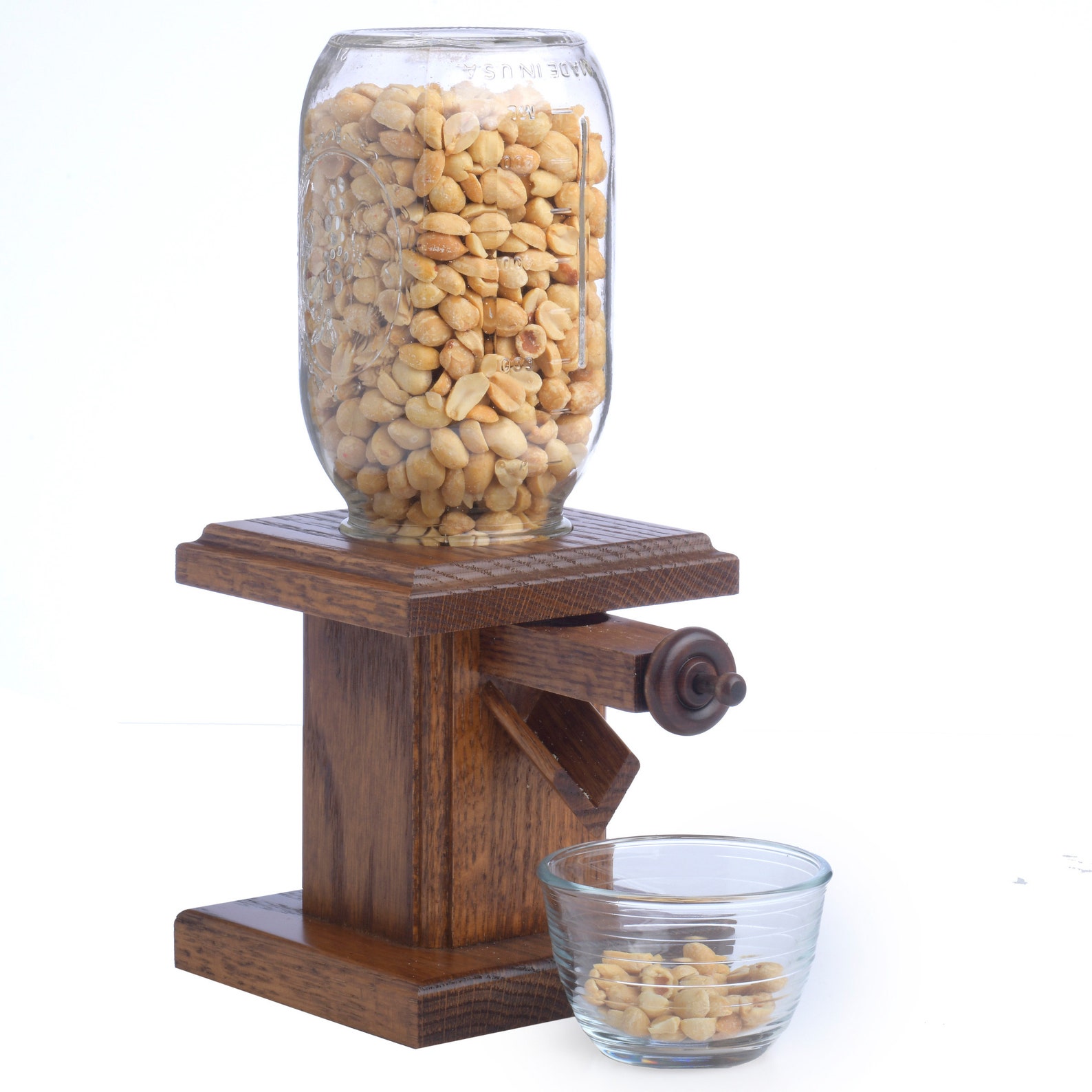 Handcrafted Amish Wooden Candy Dispenser Glass Jar Solid Oak Wood M&m's ...