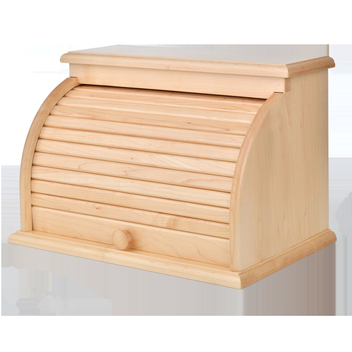 Bread Box Roll Top Amish Handcrafted Storage Solid Maple NATURAL Finish ...
