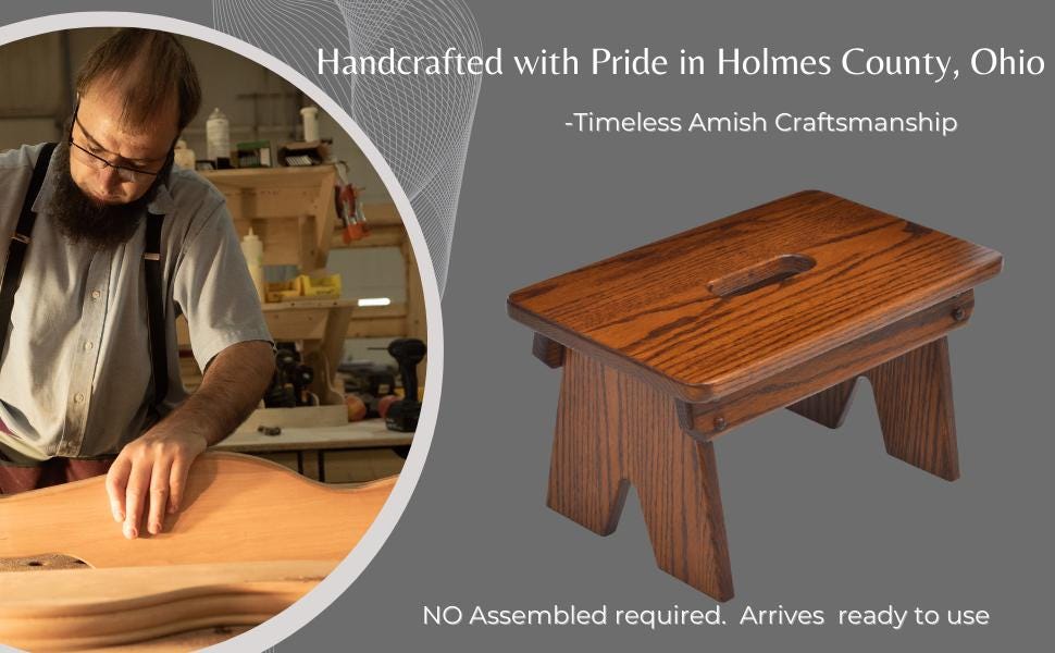 Amish Handcrafted Solid Wood Step Stool Footstool A Step Above the Rest ...