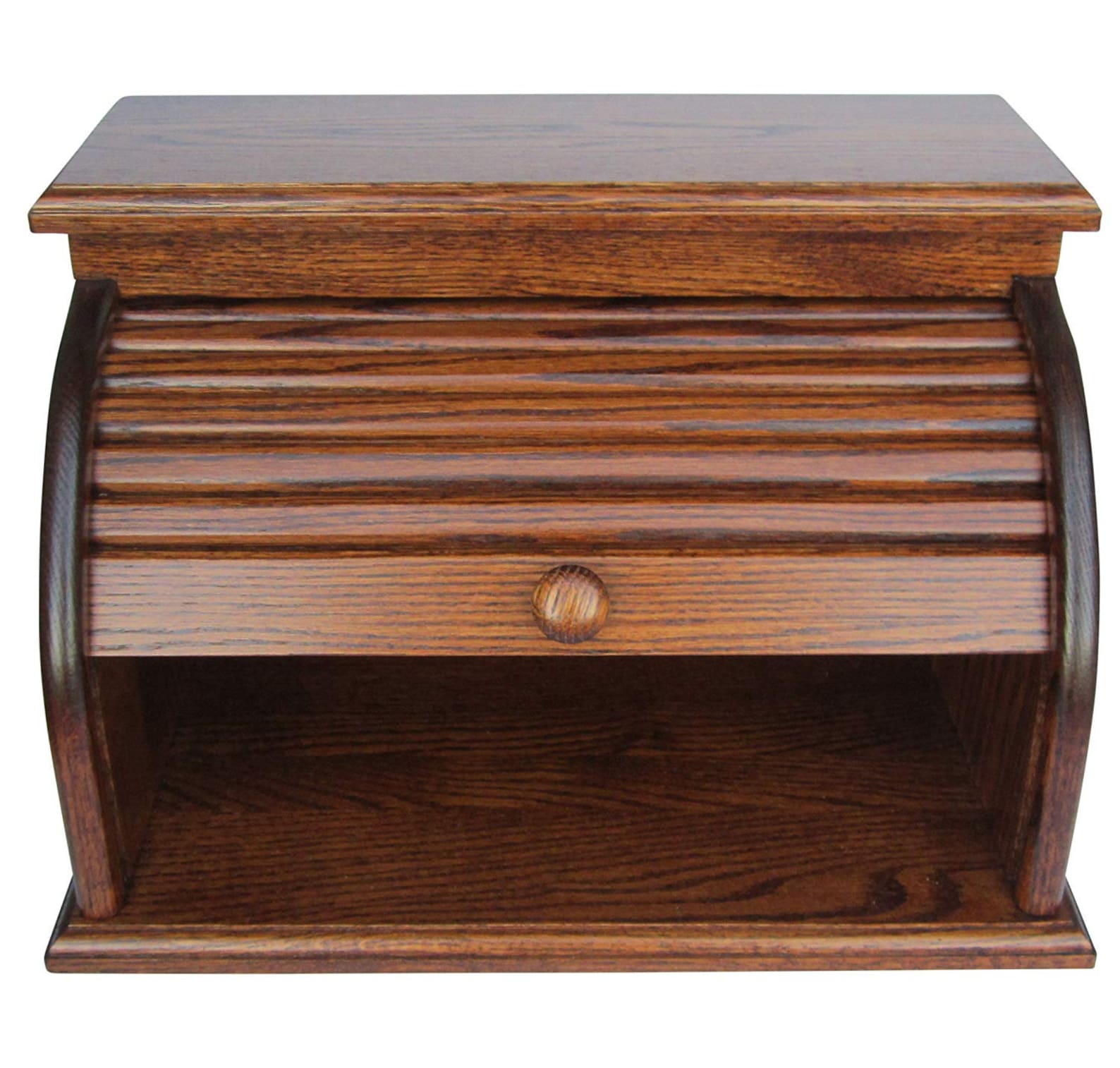 Bread Box Roll Top Amish Handcrafted Storage Solid Oak Deep Rich Finish ...