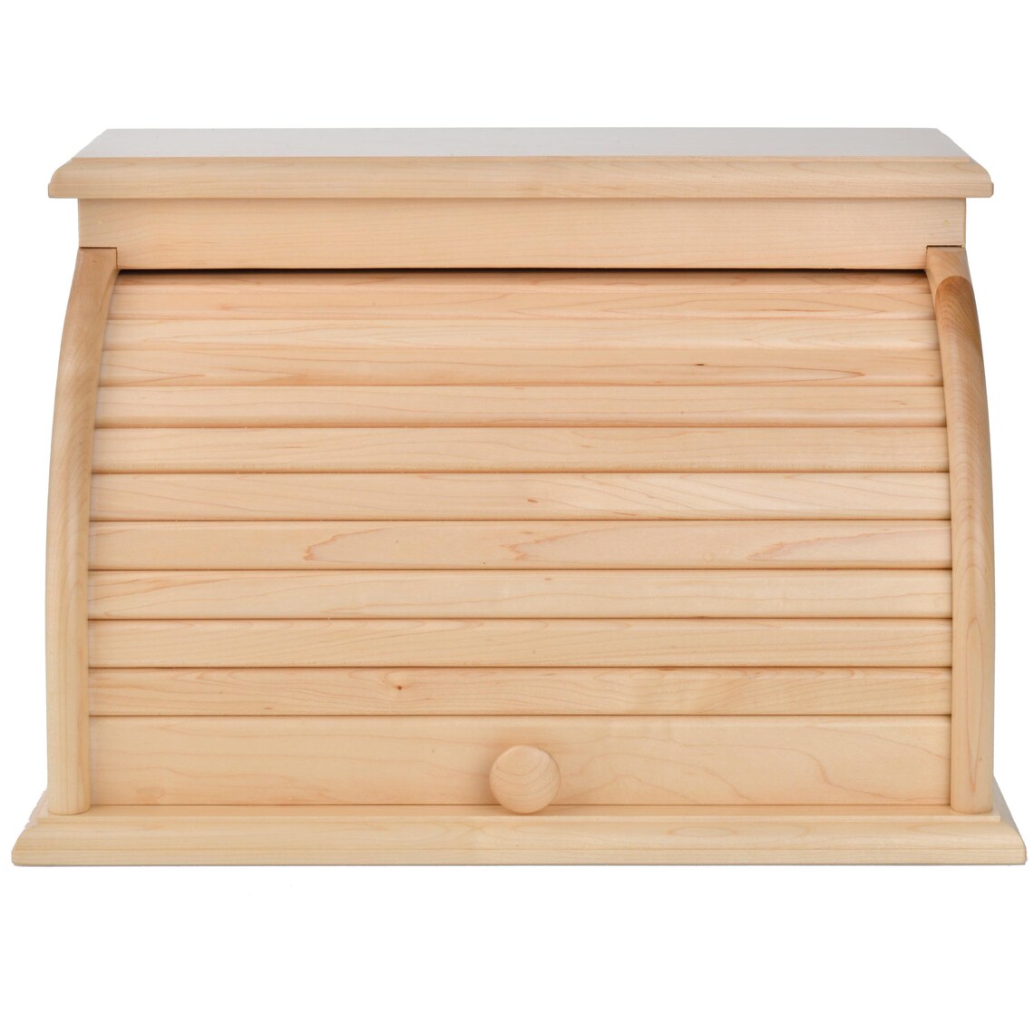 Bread Box Roll Top Amish Handcrafted Storage Solid Maple NATURAL Finish ...