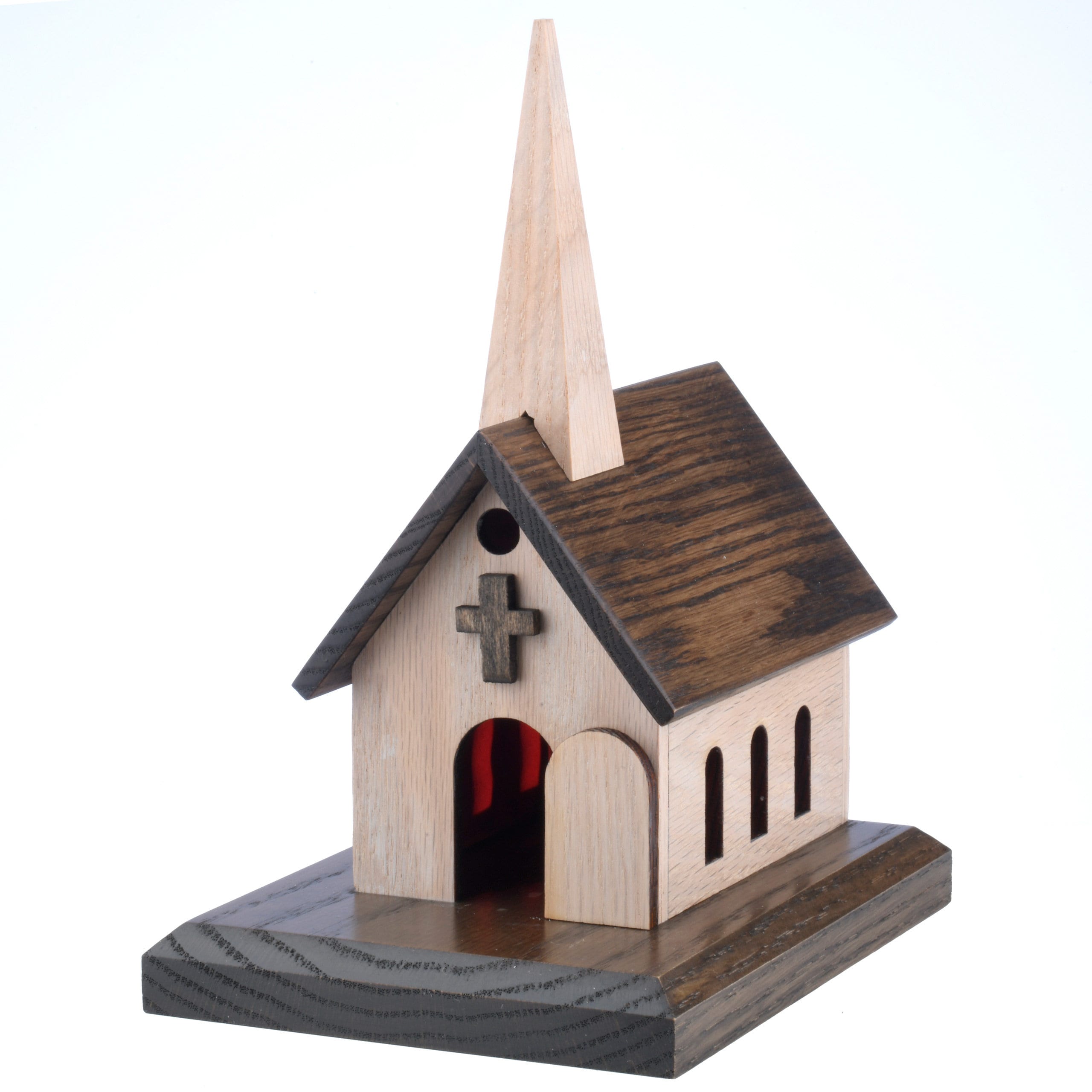 Amish Handcrafted Wood Church Music Box Solid Oak, Two-toned Wood ...