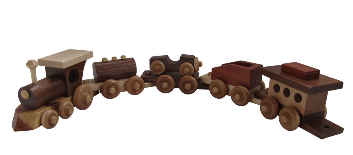 Amish Handcrafted Wooden 5pc Interlocking TOY TRAIN | Etsy