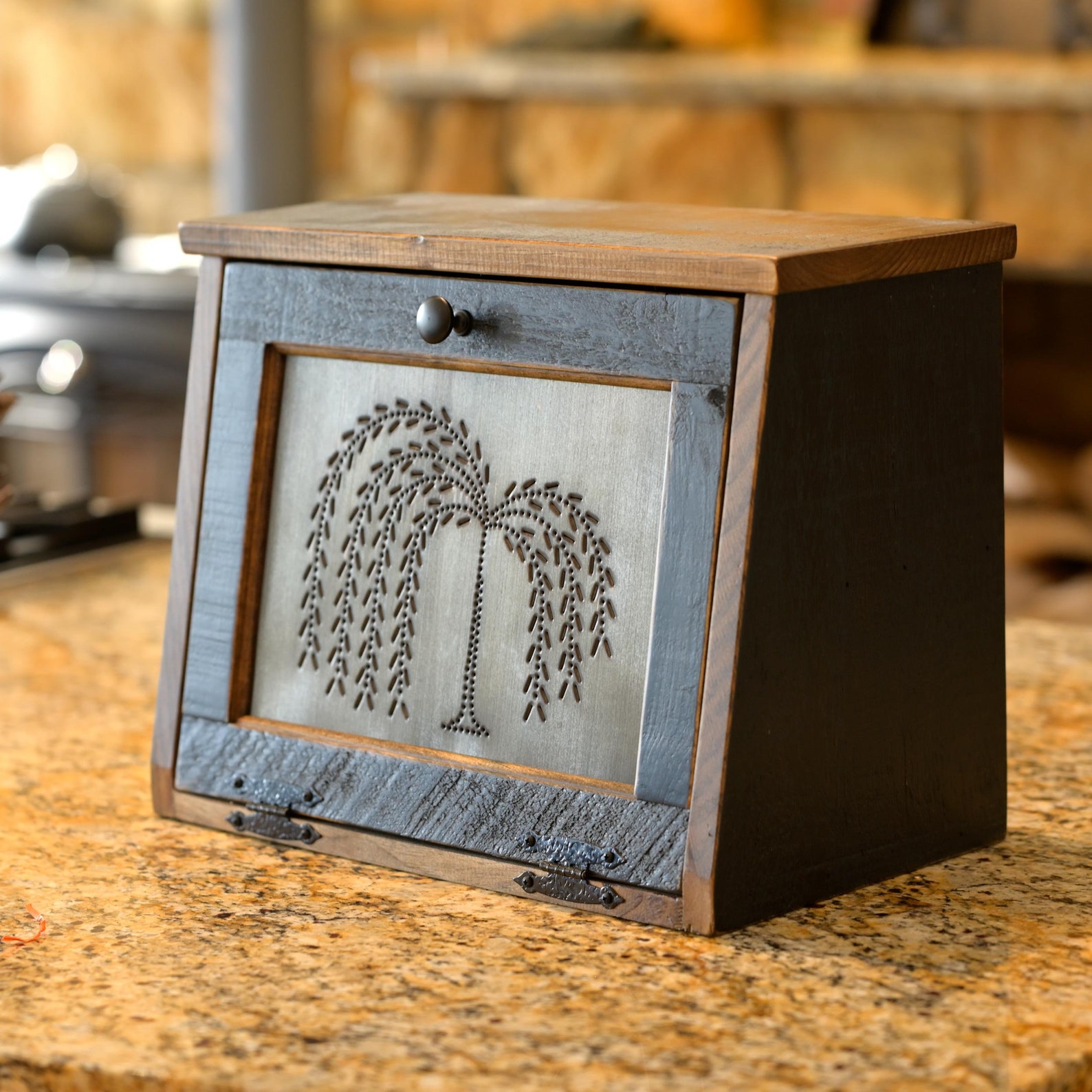 Amish Rustic Farmhouse Handcrafted Wood & Tin Bread Box Two - Etsy