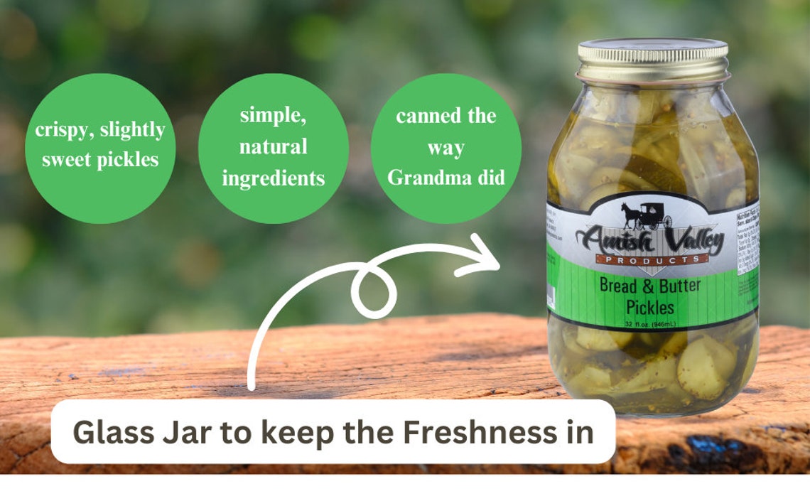 Amish Valley Products Bread N Butter Pickles TWO 32oz Jars - Etsy