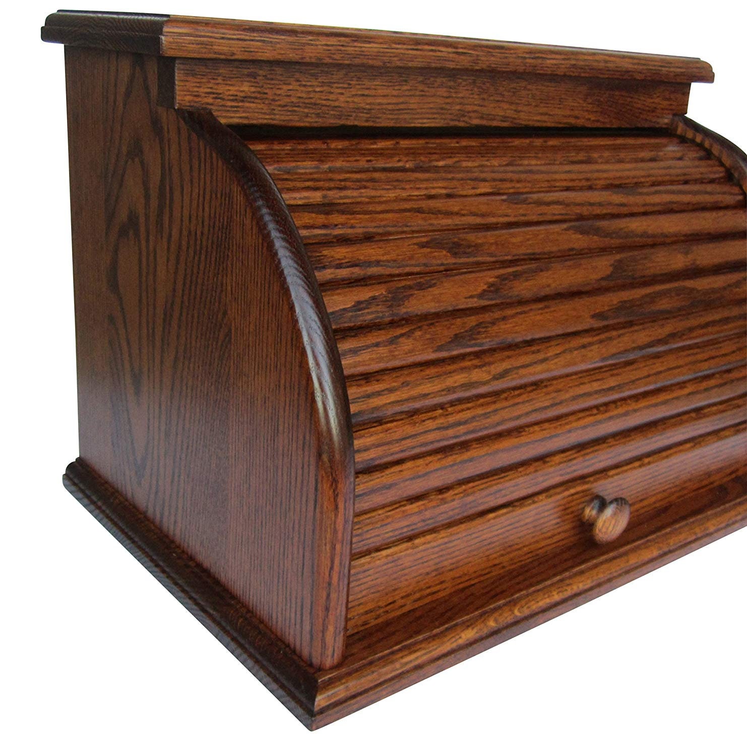 Bread Box Roll Top Amish Handcrafted Storage Solid Oak Deep Rich Finish ...