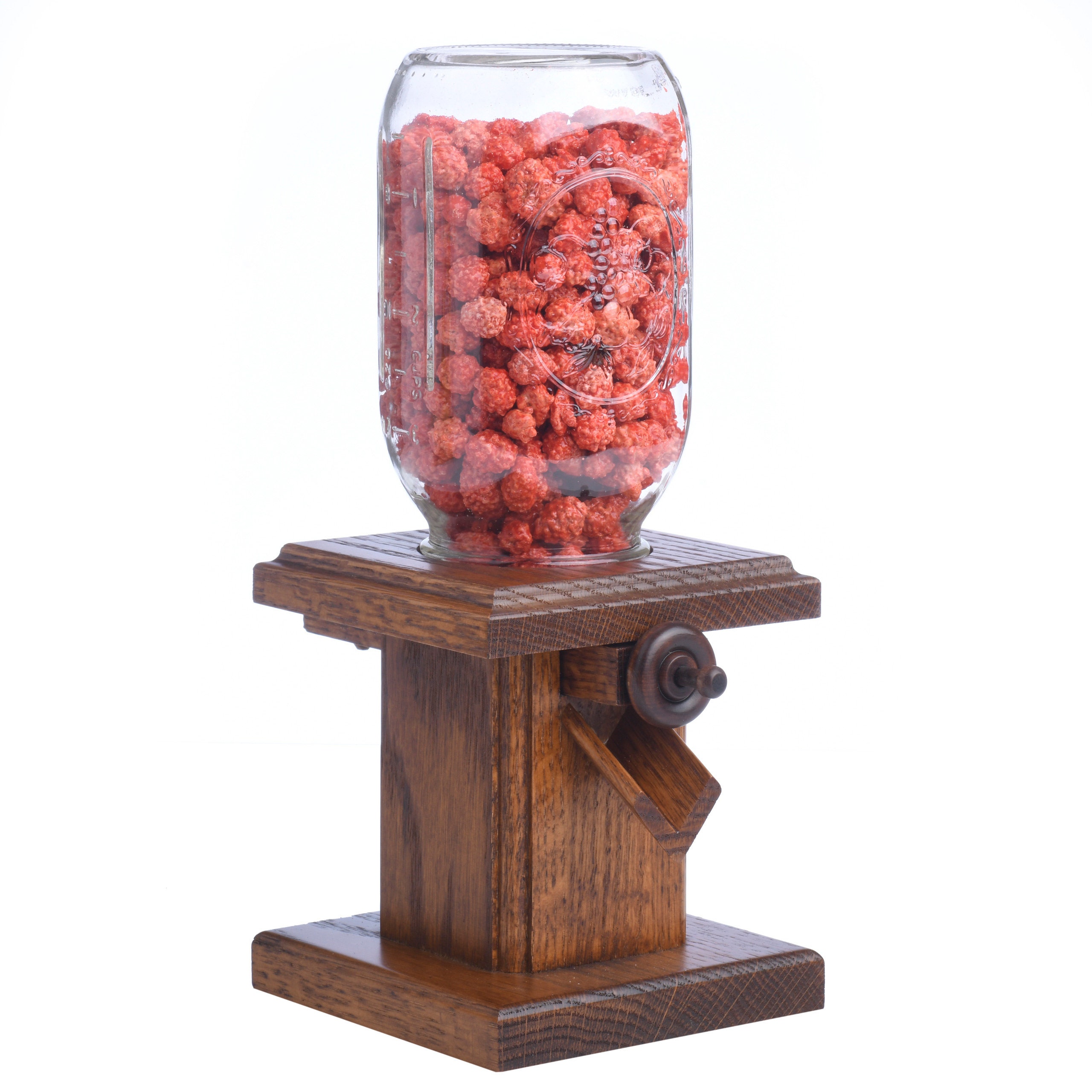Handcrafted Amish Wooden Candy Dispenser Glass Jar Solid Oak Wood M&m's ...