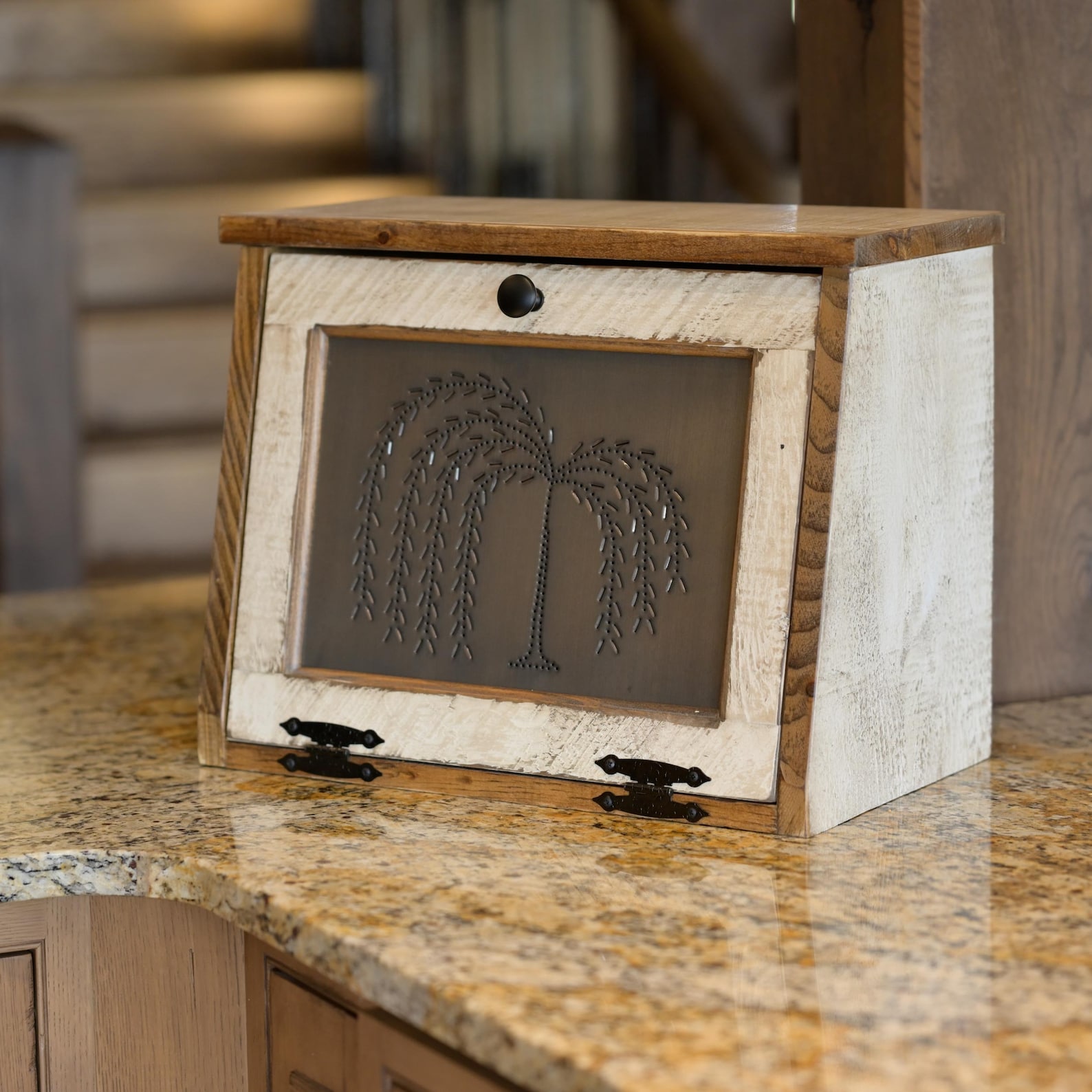 Amish Rustic Farmhouse Handcrafted Wood & Tin Bread Box Two | Etsy