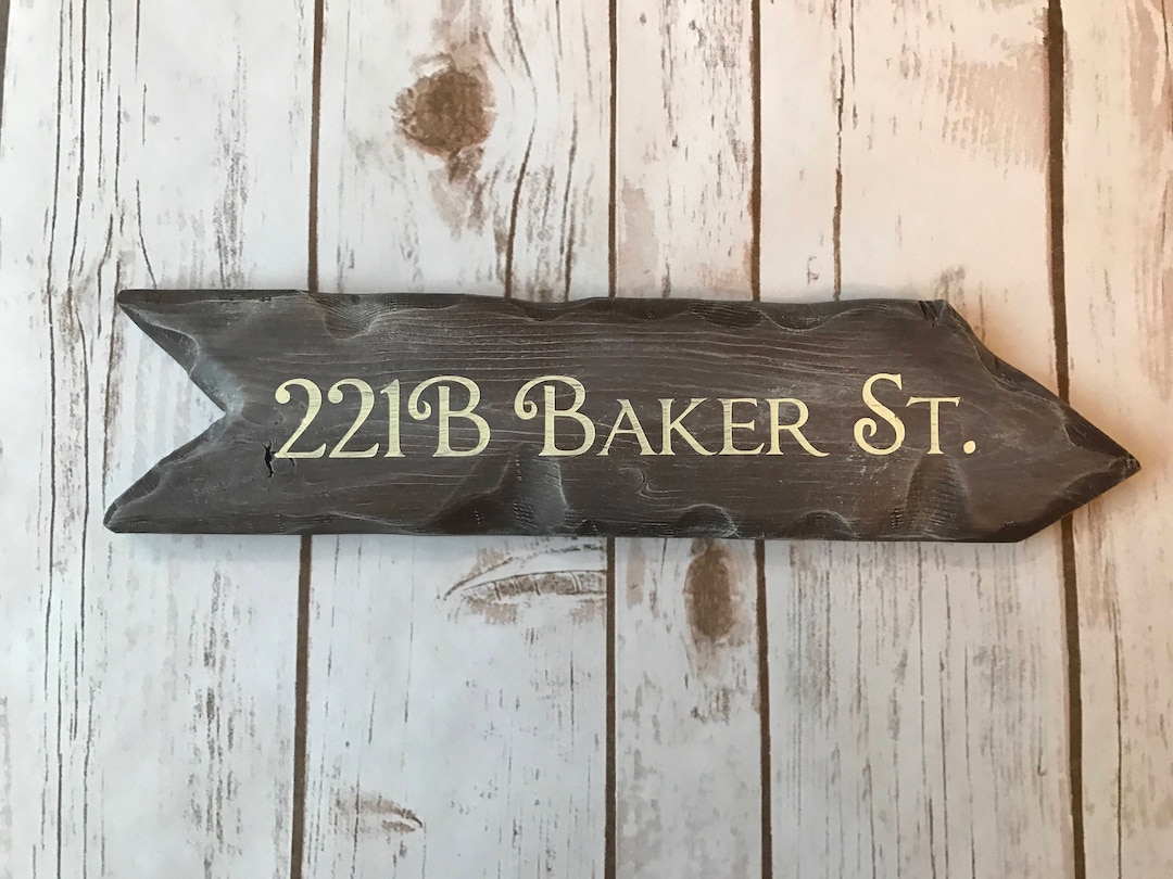 Rustic Hand Painted 221B Baker St. Directional Sign / Sherlock Holmes ...