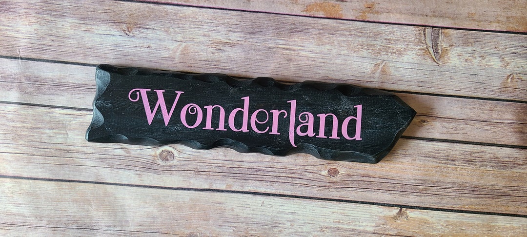 Rustic Hand Painted Wonderland Directional Sign / Nerd Decor - Etsy