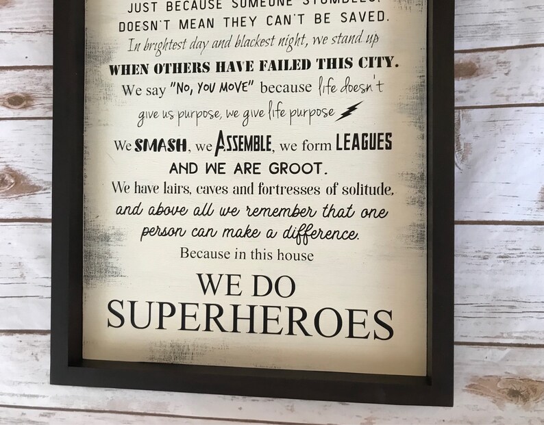 Hand Painted in This House We Do Superheroes Sign | Etsy
