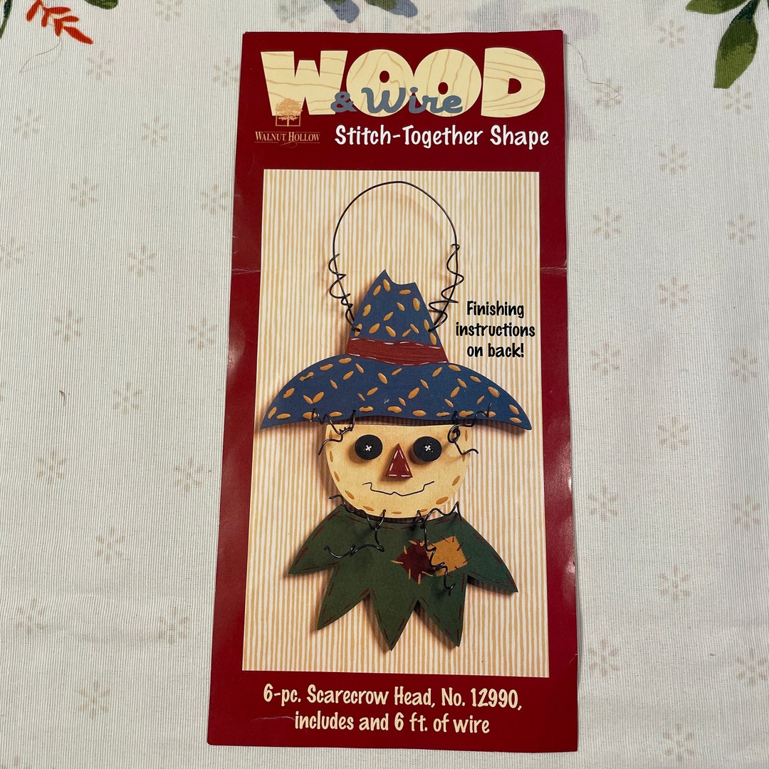 DIY Scarecrow Head Solid Wood & Wire Stitch-together Shape A Walnut ...