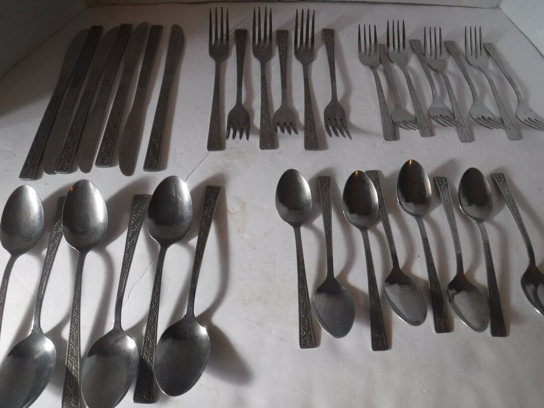 34 Piece Stainless Steel Japan Silverware Set Vtg - Etsy
