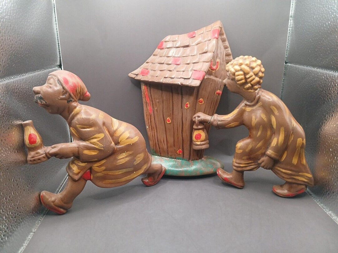 Vintage Arnel race to the Outhouse 3 Piece Ceramic Chalkware Outhouse ...