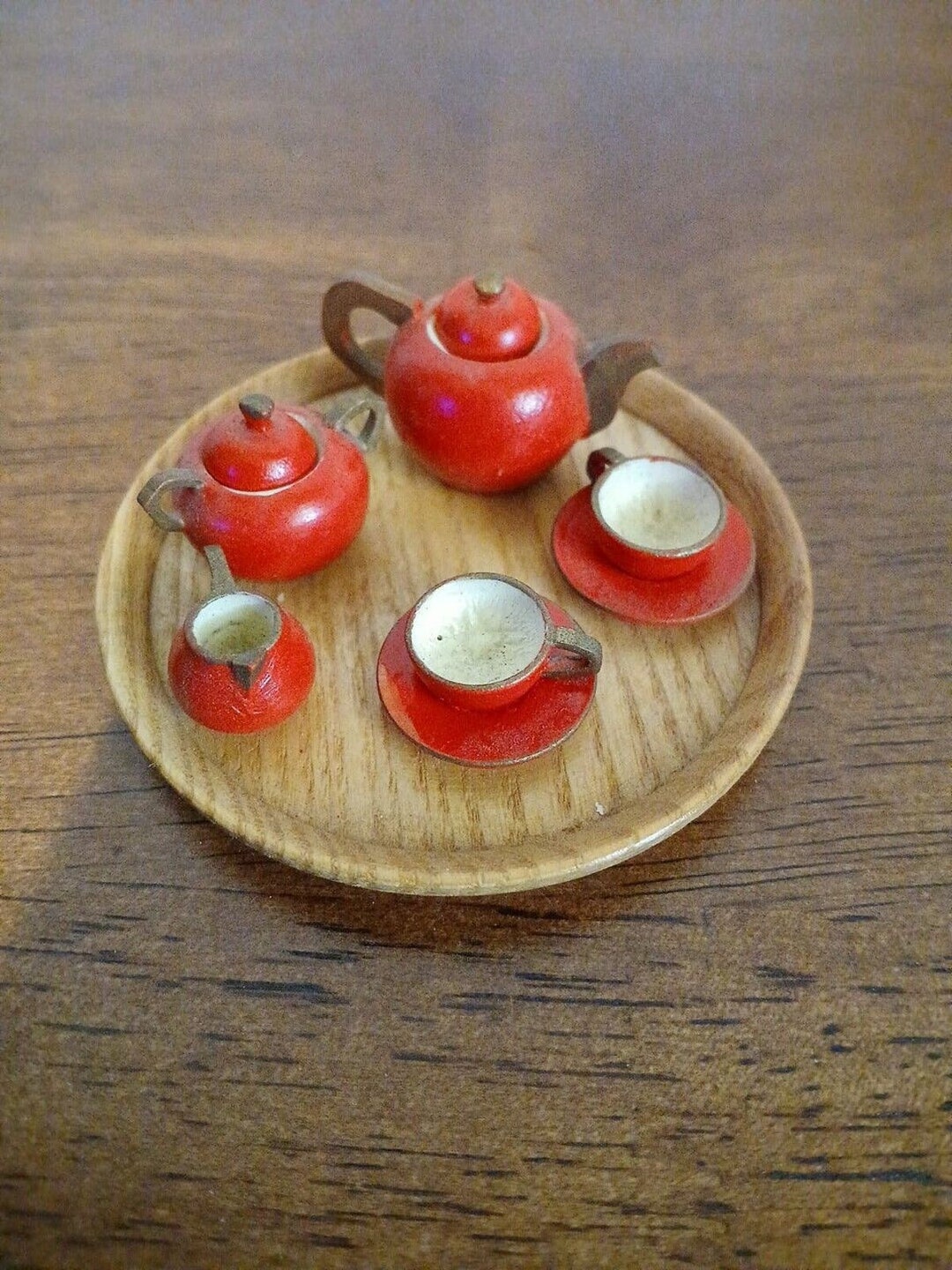 Miniature Vintage Wood Tea Set W/ Tray Dollhouse East Germany - Etsy