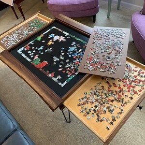Jigsaw Puzzle Table With Custom Walnut Live Edge. Solid Wood Furniture ...