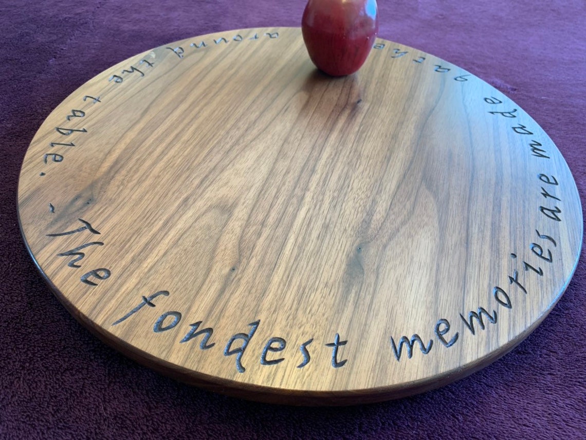 Walnut Wood Lazy Susan Personalized Engraving Table | Etsy