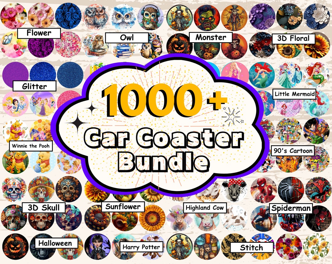 1000+ Car Coaster Sublimation Bundle, Round Car Coaster Sublimation ...