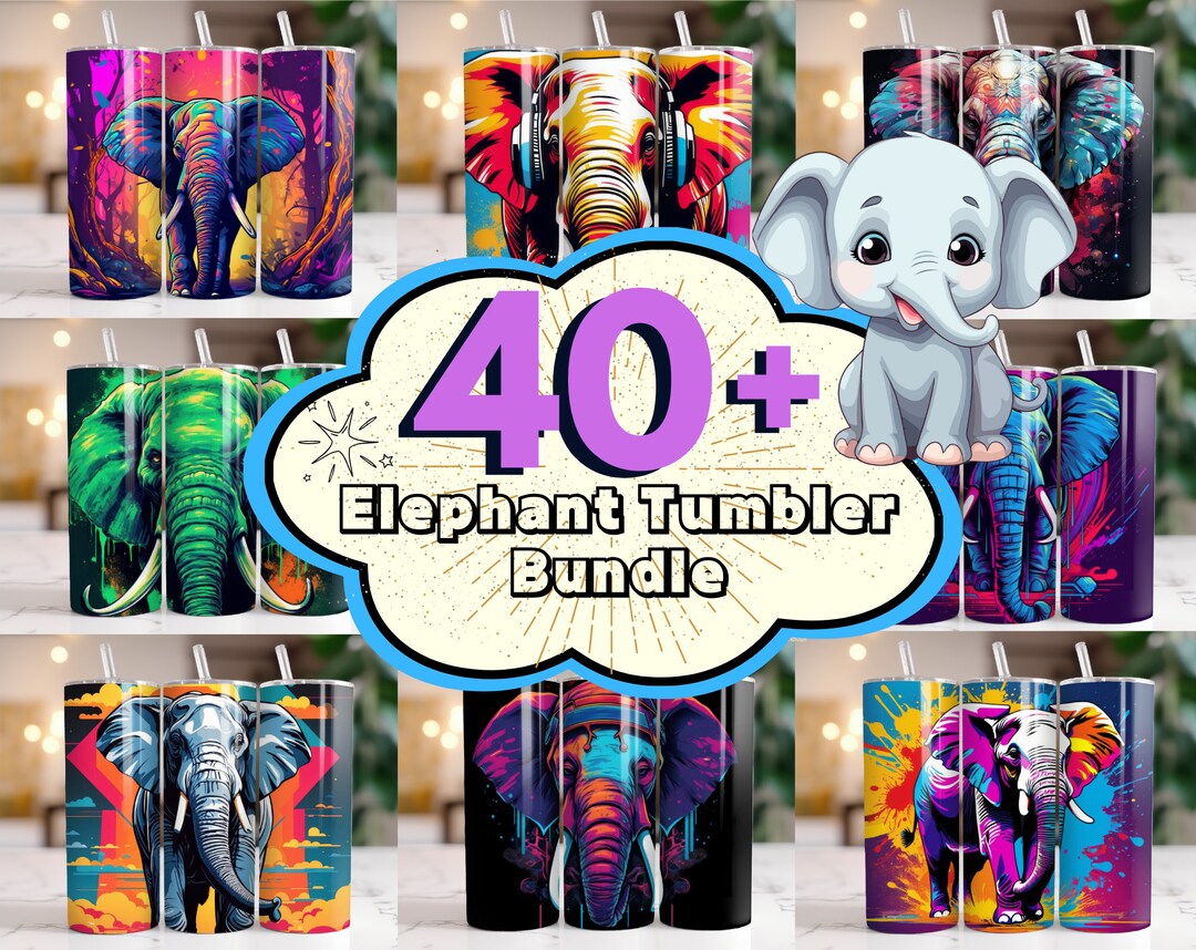 40+ Elephant Tumbler Wrap Bundle, Elephant Seamless Tumbler, Elephant ...