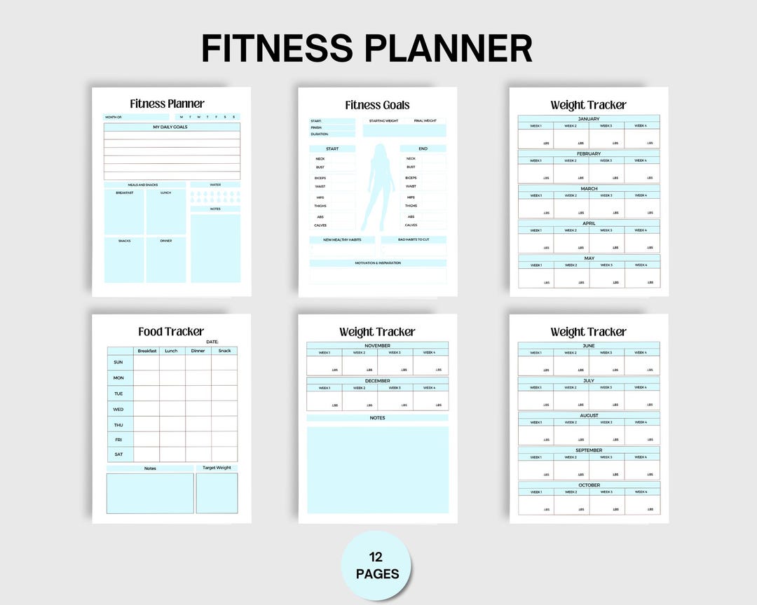 Printable Fitness Planner, Workout Journal, Goal Tracker, Wellness ...