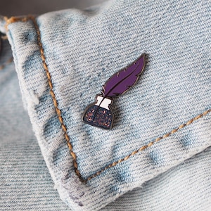 Glitter Quill Enamel Pin - Etsy