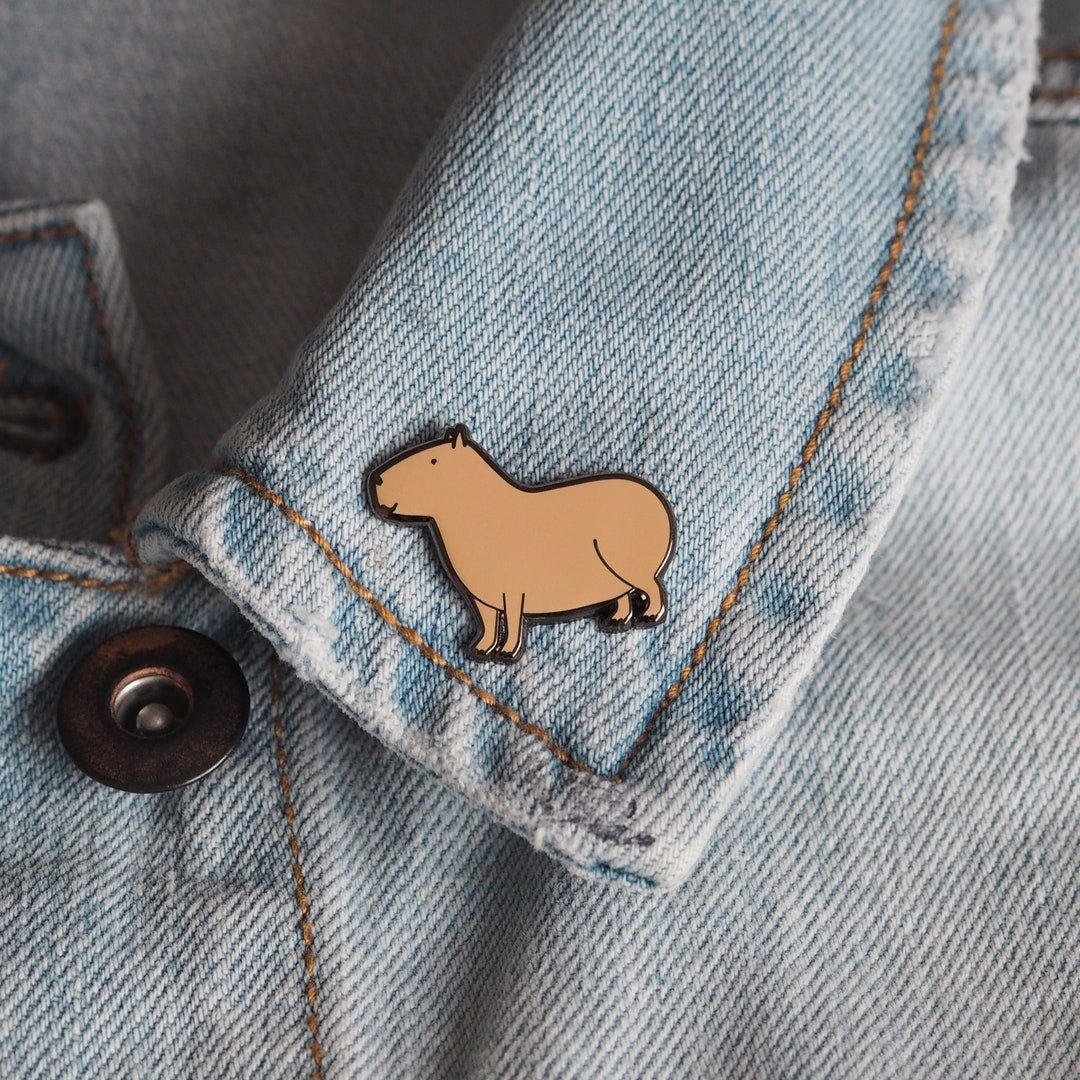 Capybara Enamel Pin, Dark Silver Lapel Pin - Etsy