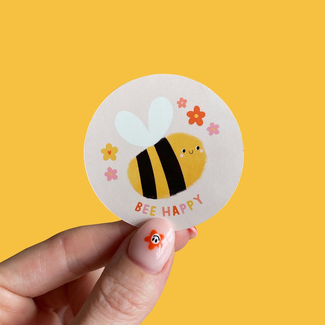 Bee Happy Sticker - Etsy