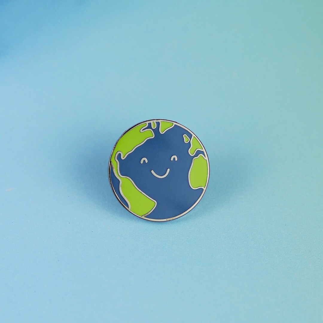 Happy Earth Enamel Pin - Etsy UK