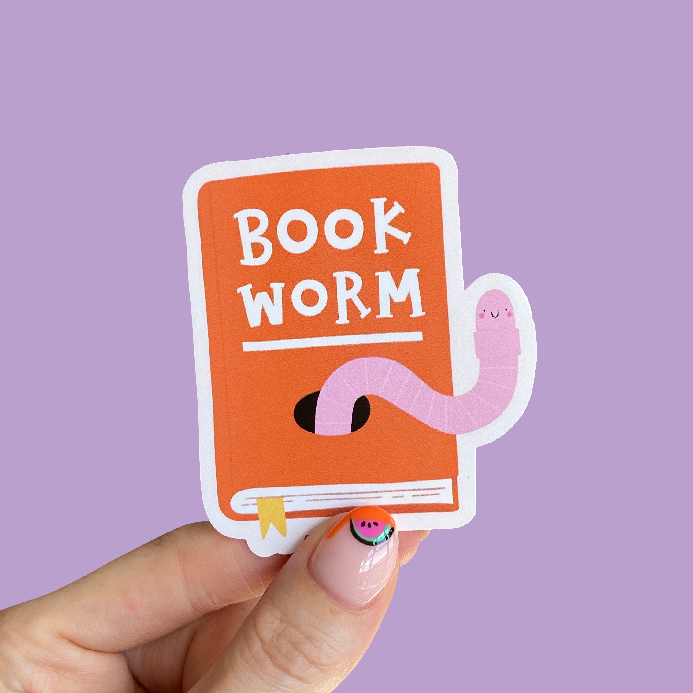 Bookworm Sticker - Etsy