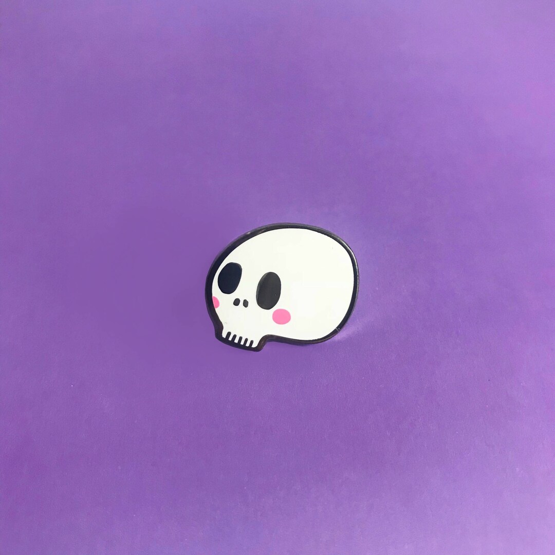 Cute Skull Enamel Pin - Etsy UK