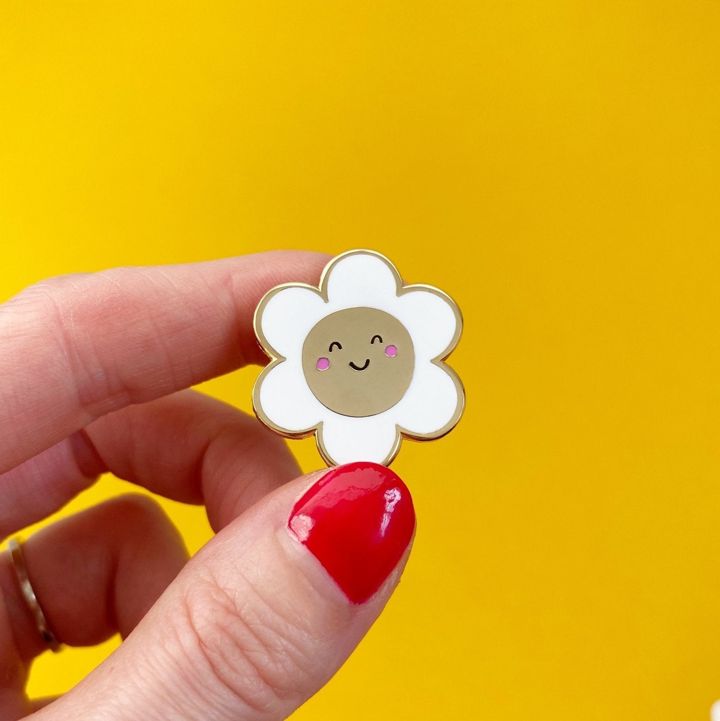 Happy Daisy Enamel Pin | Etsy
