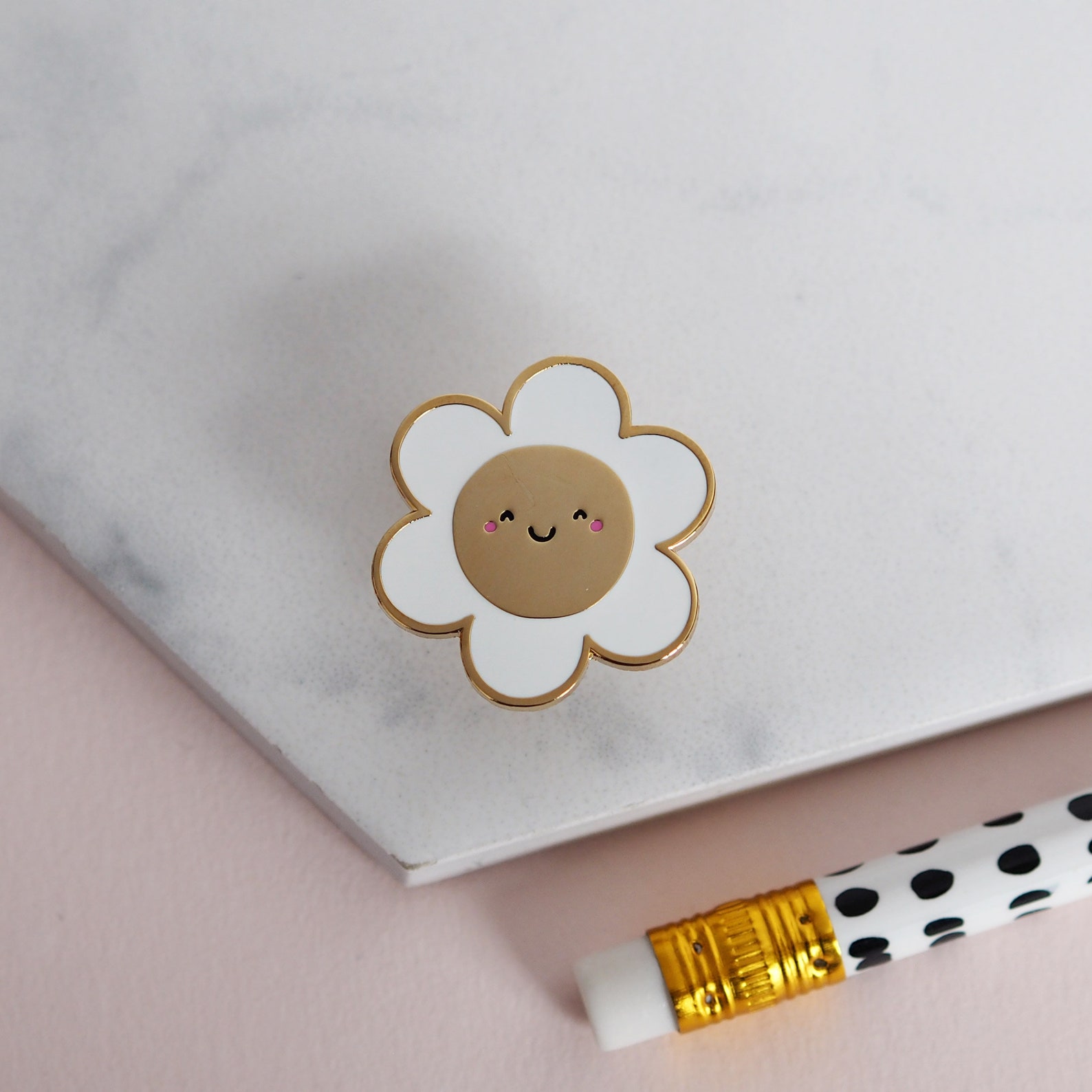 Happy Daisy Enamel Pin - Etsy