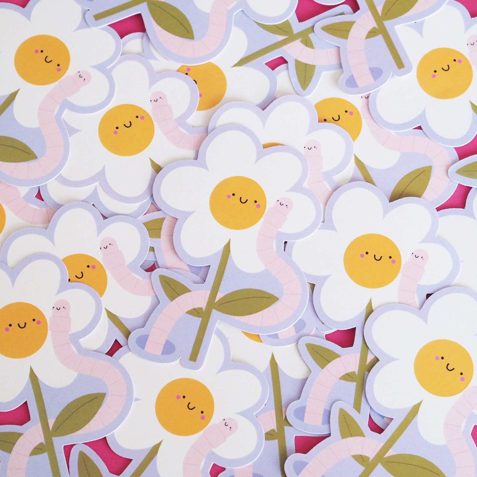 Daisy and the Worm Sticker - Etsy