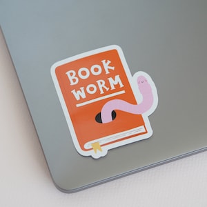 Bookworm Sticker - Etsy